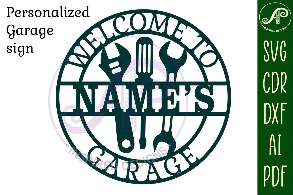 Personalized Garage tools sign svg laser cut template - So Fontsy