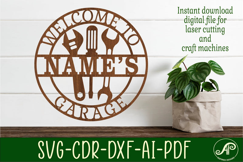 Personalized Garage tools sign svg laser cut template - So Fontsy