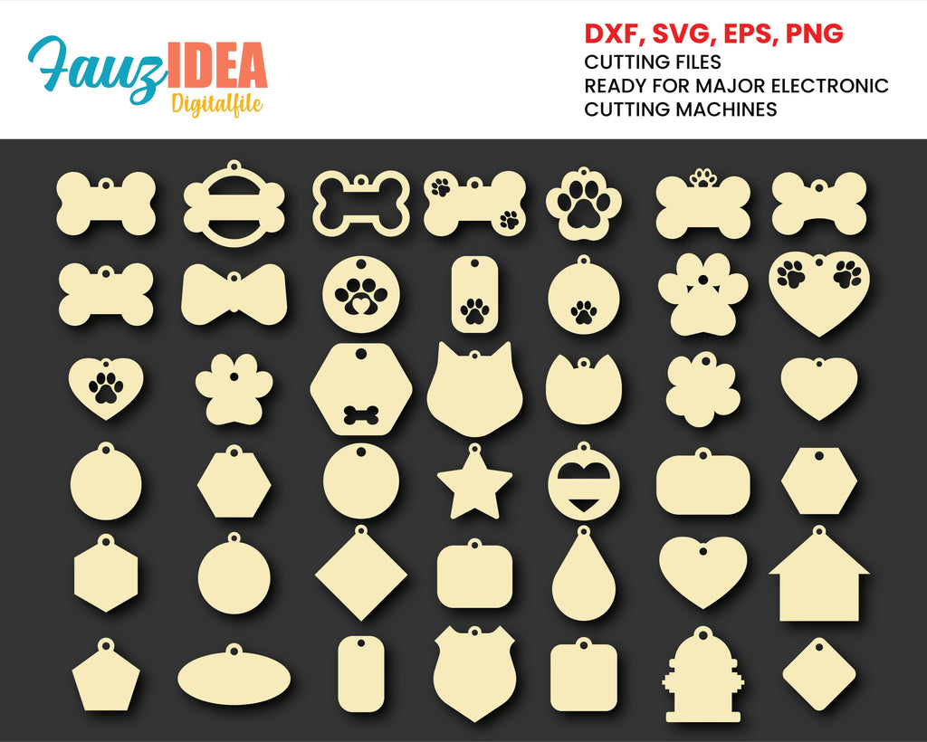 Pet Tags SVG, Dog ID Tags, Cat ID Tags, Dog collar svg, Bone svg, Dog ...