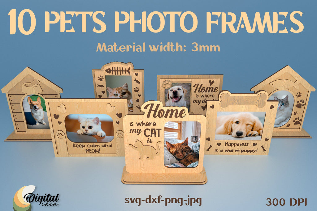 Pets Photo Frame Bundle. Laser cut Frame Design - So Fontsy