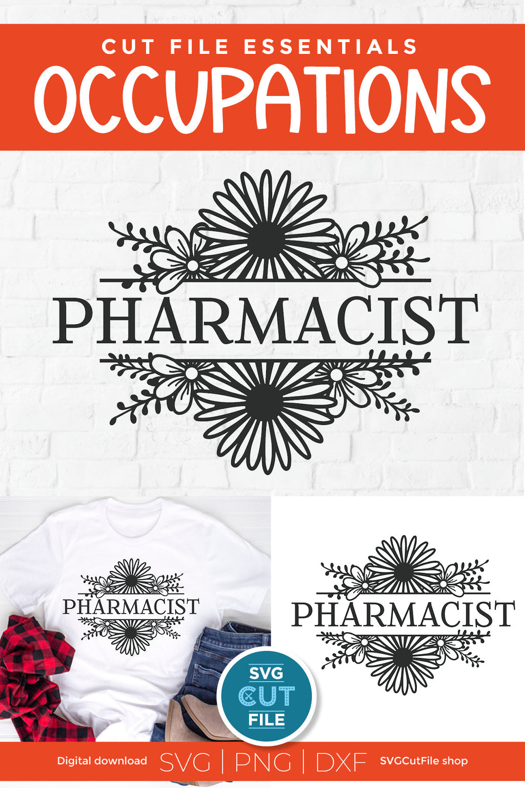 Pharmacist svg with flowers - So Fontsy