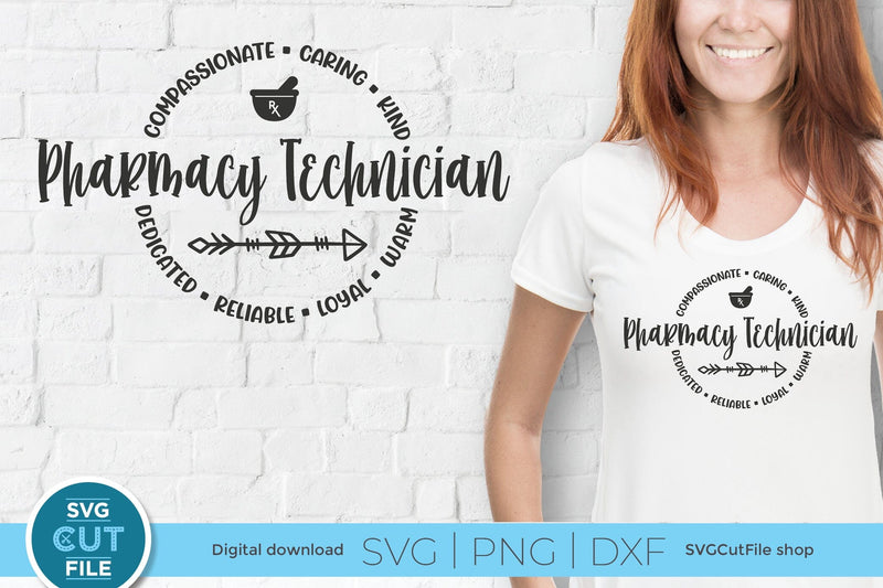 Pharmacy Tech svg with round circle for men or women - So Fontsy