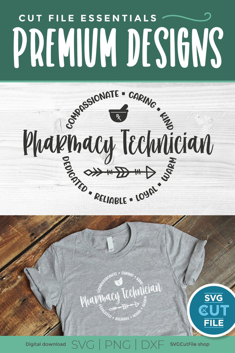 Pharmacy Tech svg with round circle for men or women - So Fontsy