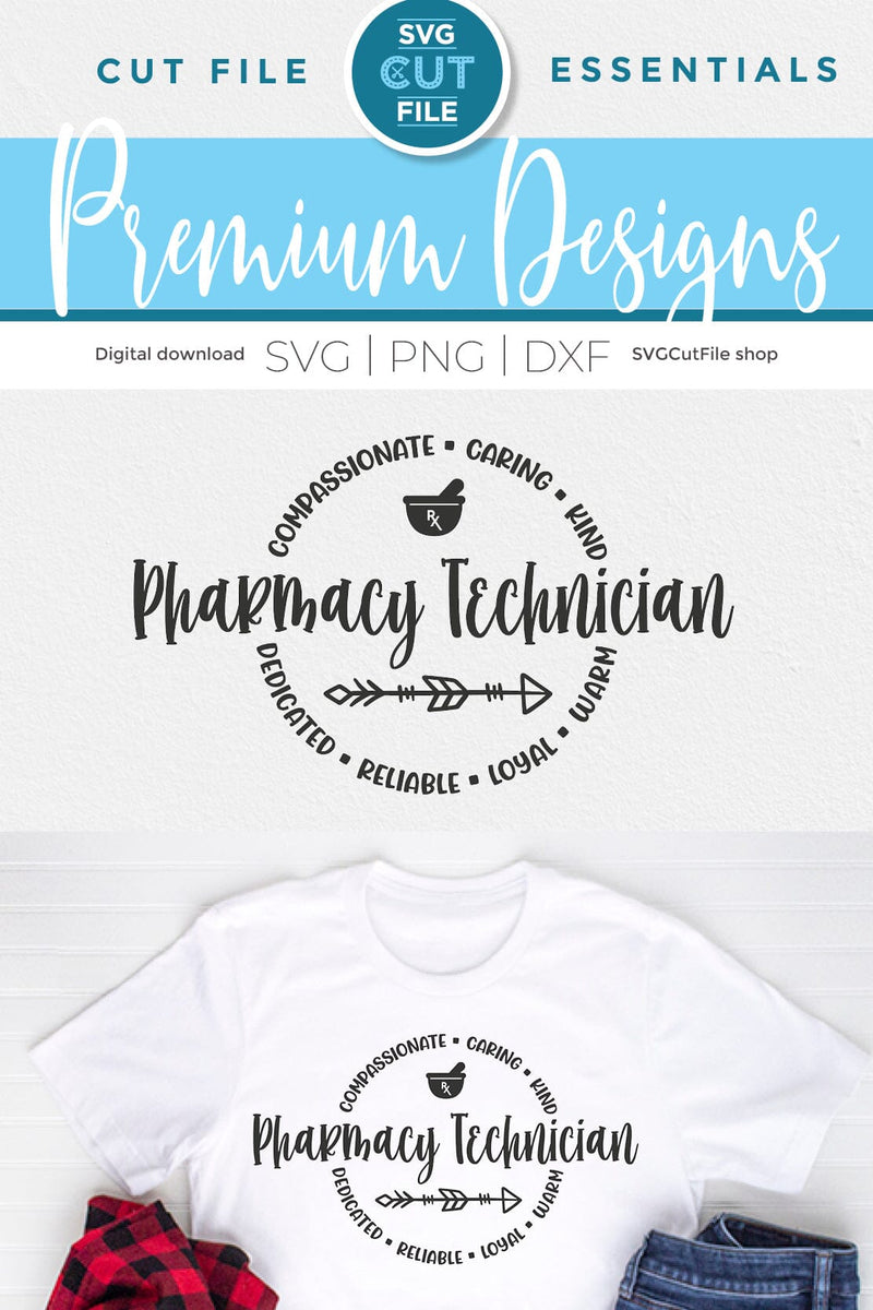 Pharmacy Tech svg with round circle for men or women - So Fontsy