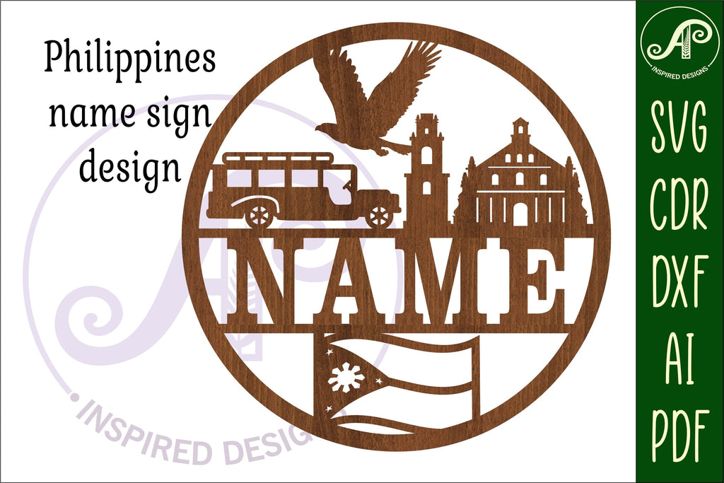 Philippines name sign svg laser cut template - So Fontsy