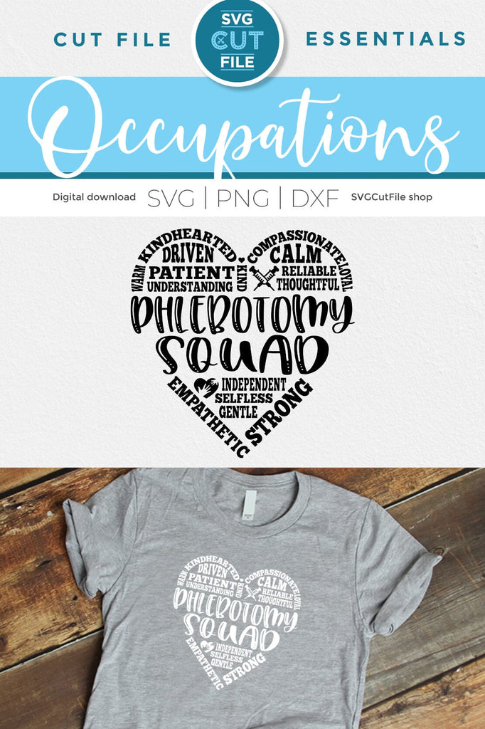 Phlebotomy squad svg with heart for Cricut or Silhouette - So Fontsy