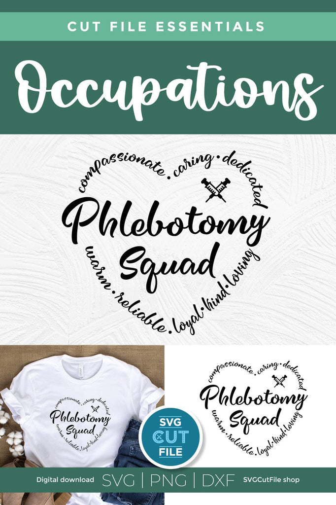 Phlebotomy squad svg with heart for Cricut or Silhouette - So Fontsy