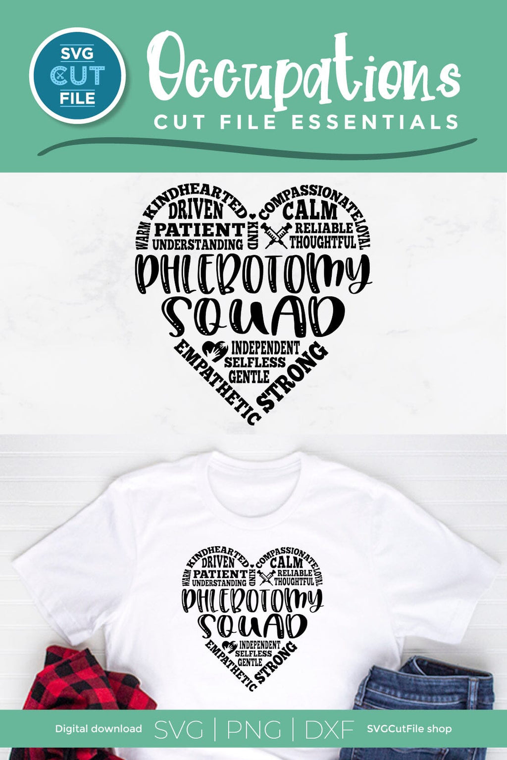 Phlebotomy squad svg with heart for Cricut or Silhouette - So Fontsy