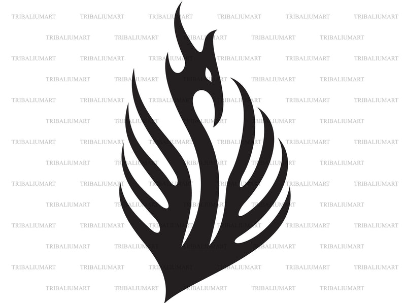 Phoenix bird. Cut files for Cricut. Clip Art silhouettes (eps, svg, pdf ...