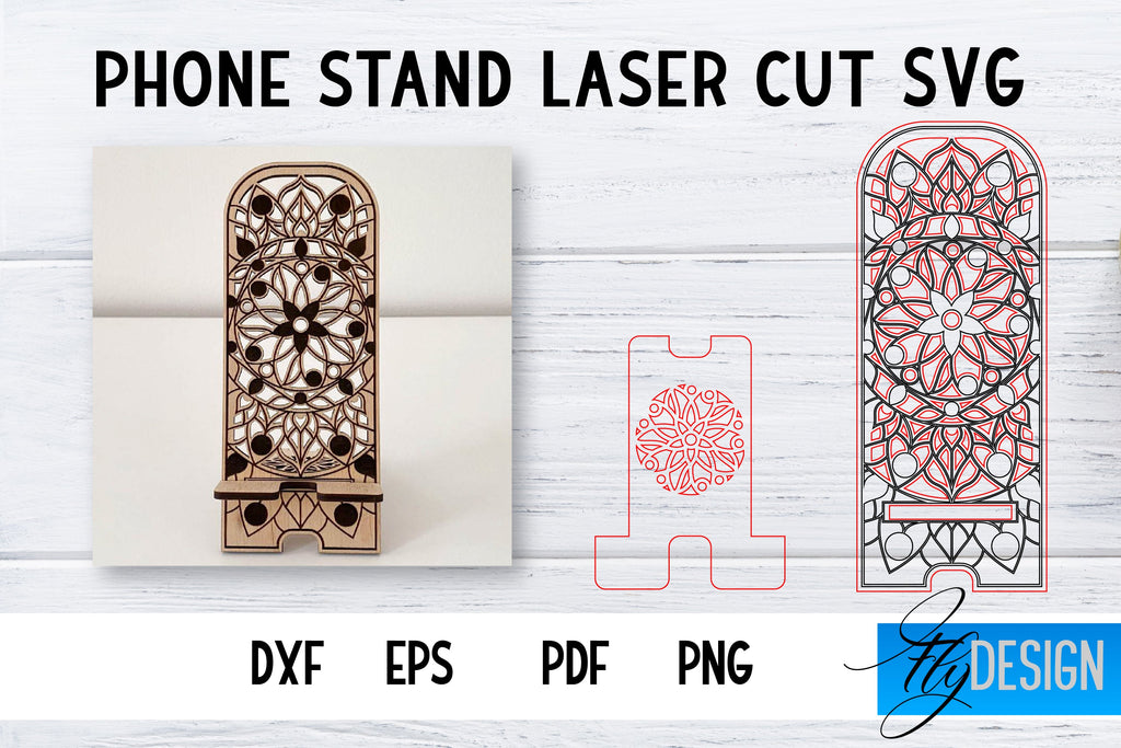 Phone Stand Laser Cut SVG | Cell Phone Stand SVG - So Fontsy