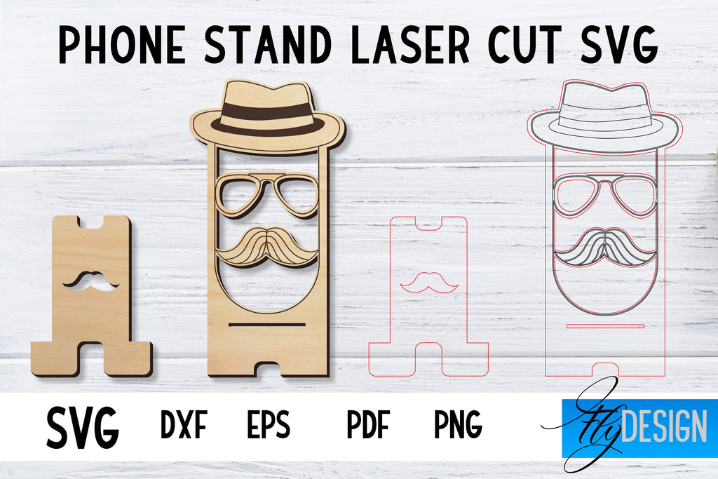 Phone Stand Laser Cut SVG | Cell Phone Stand SVG - So Fontsy