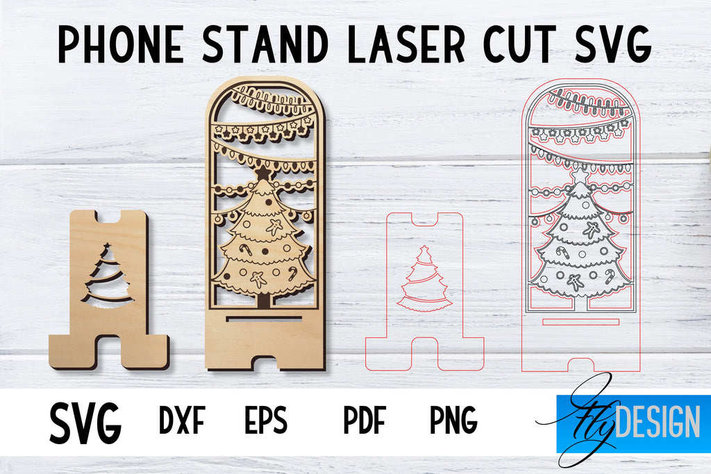 Phone Stand Laser Cut SVG | Cell Phone Stand SVG - So Fontsy