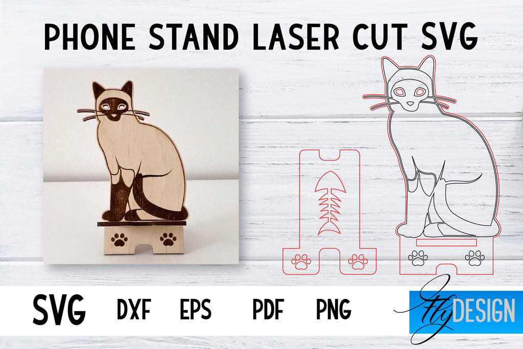 Phone Stand Laser Cut SVG | Cell Phone Stand SVG - So Fontsy