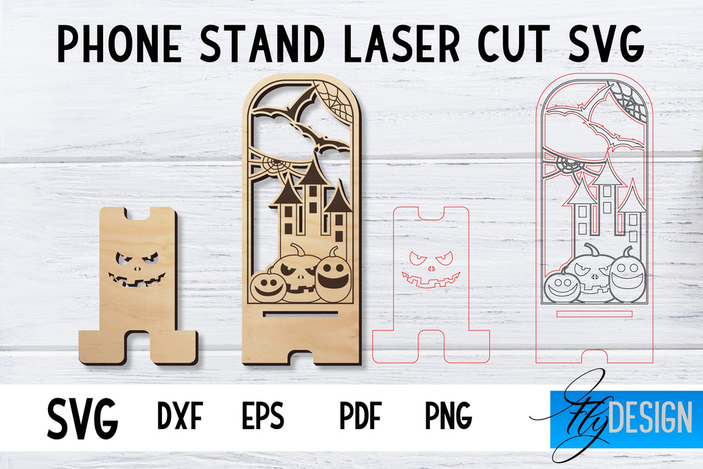 Phone Stand Laser Cut SVG | Cell Phone Stand SVG - So Fontsy