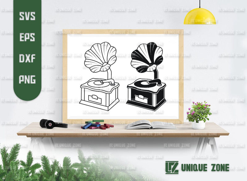Phonograph SVG Bundle, Gramophone Svg, Horn Speaker Svg, Record Player ...