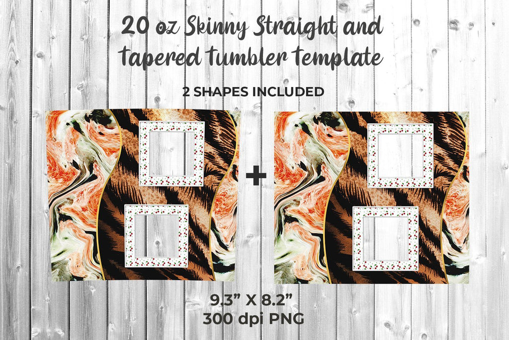 Photo Skinny Tumbler Wrap Template with Marble & Cheetah 20oz ...