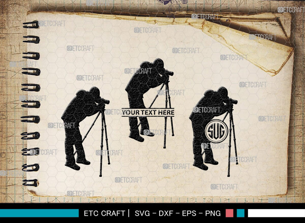 Photographer Monogram, Photographer Silhouette, Photographer SVG ...