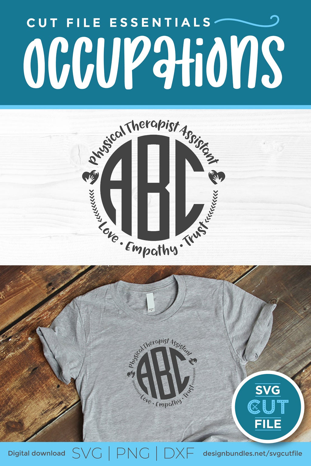 Physical therapist assistant svg, PTA monogram svg - So Fontsy