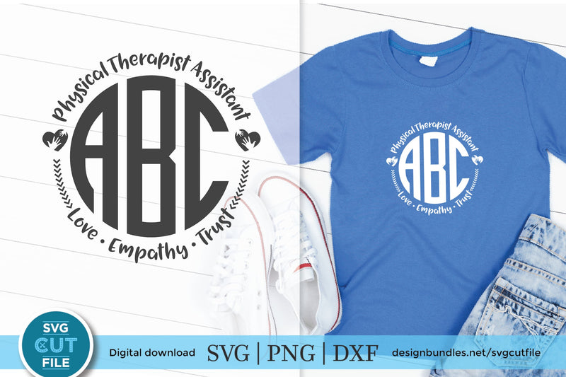 Physical therapist assistant svg, PTA monogram svg - So Fontsy