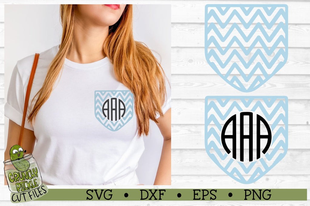 Pickle Pockets - Monogram Shirt Pocket Chevron 2 SVG Cut File - So Fontsy