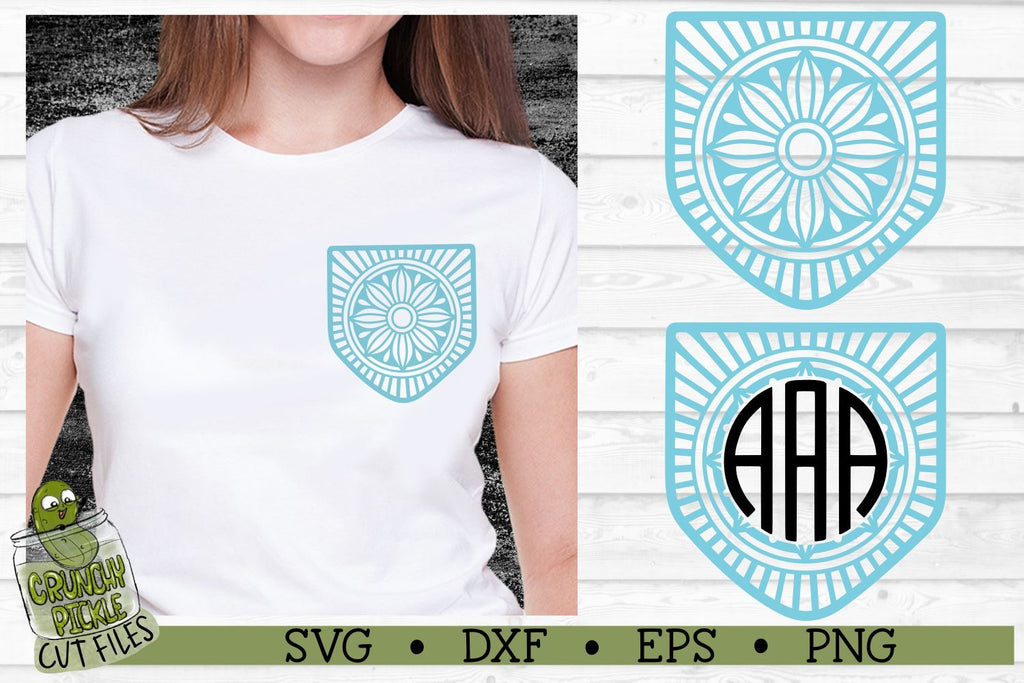 Pickle Pockets - Monogram Shirt Pocket Mandala 3 SVG File - So Fontsy