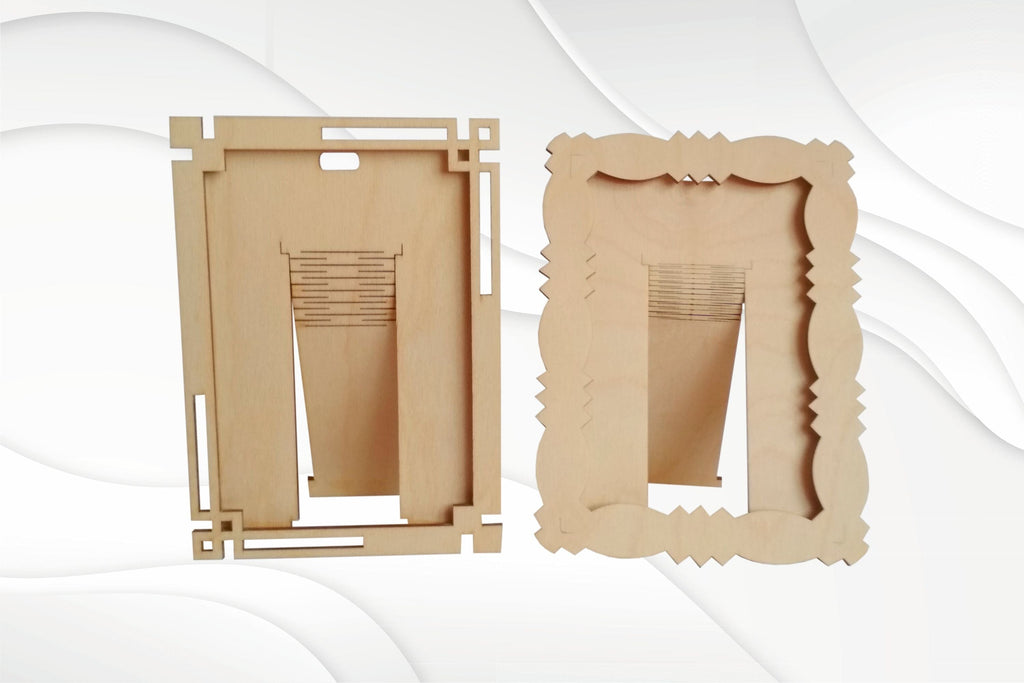 Picture Frame two template, laser cutting design. Cut files. - So Fontsy