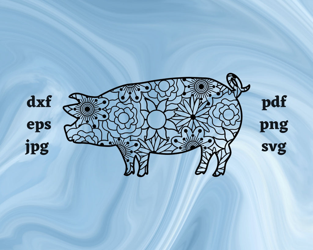 Pig Mandala SVG Cut File - So Fontsy