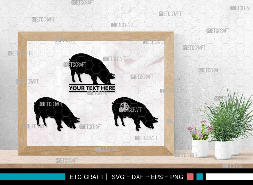 Pig Monogram, Pig Silhouette, Pig SVG, Hog Svg, Pig Head Svg, Sow Svg ...