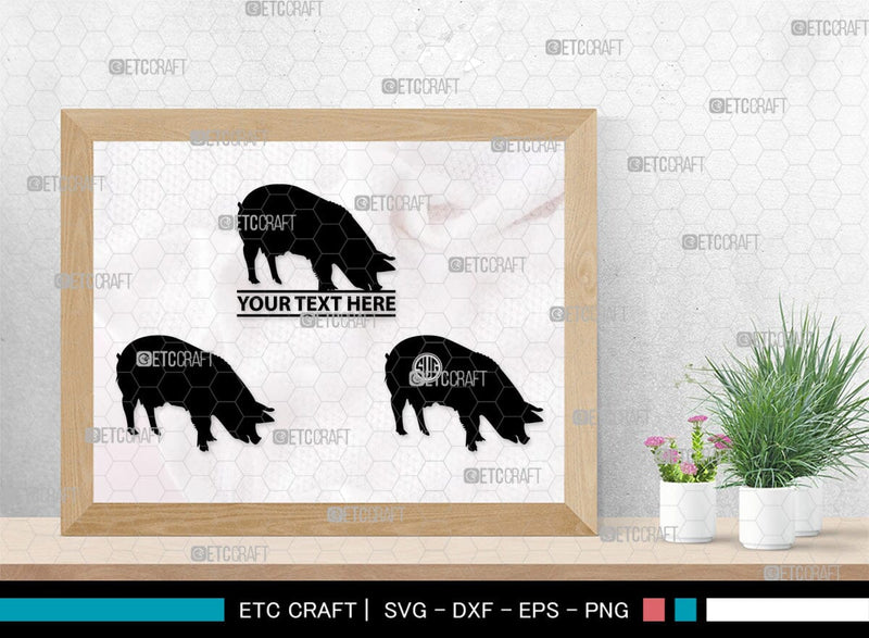 Pig Monogram, Pig Silhouette, Pig SVG, Hog Svg, Pig Head Svg, Sow Svg ...