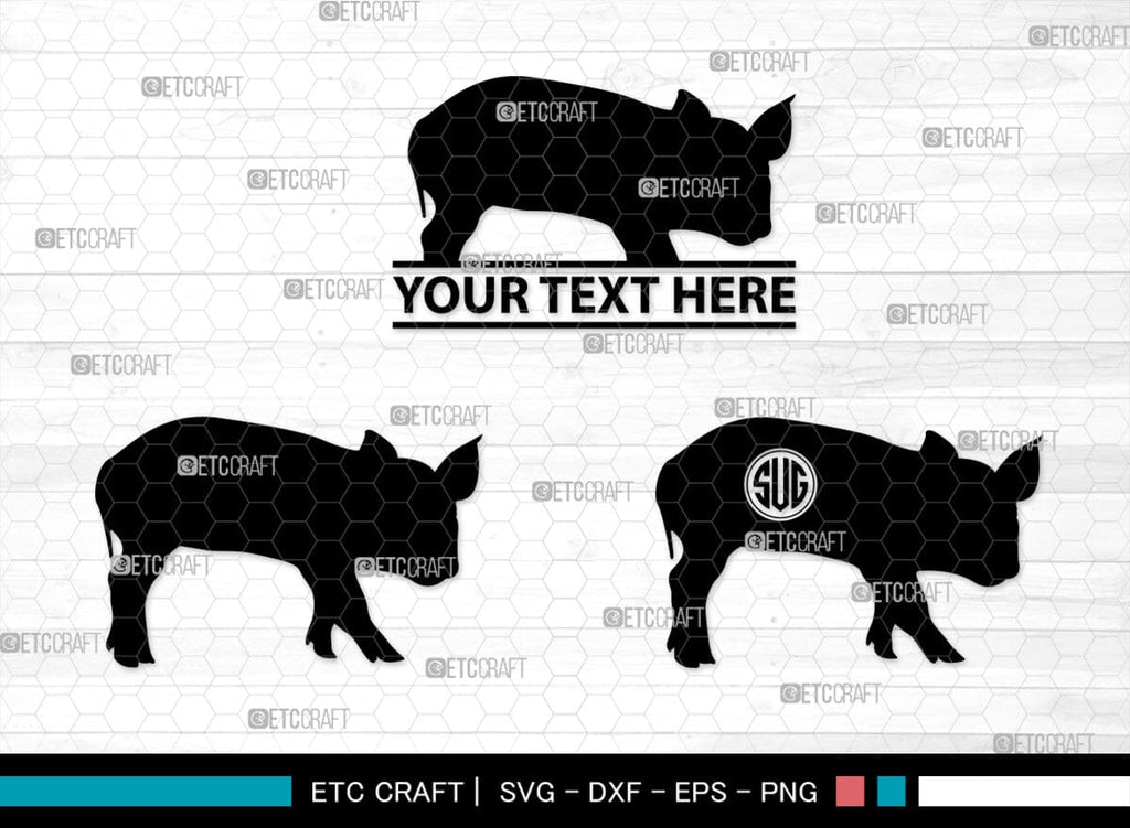 Pig Monogram, Pig Silhouette, Pig SVG, Hog Svg, Pig Head Svg, Sow Svg ...