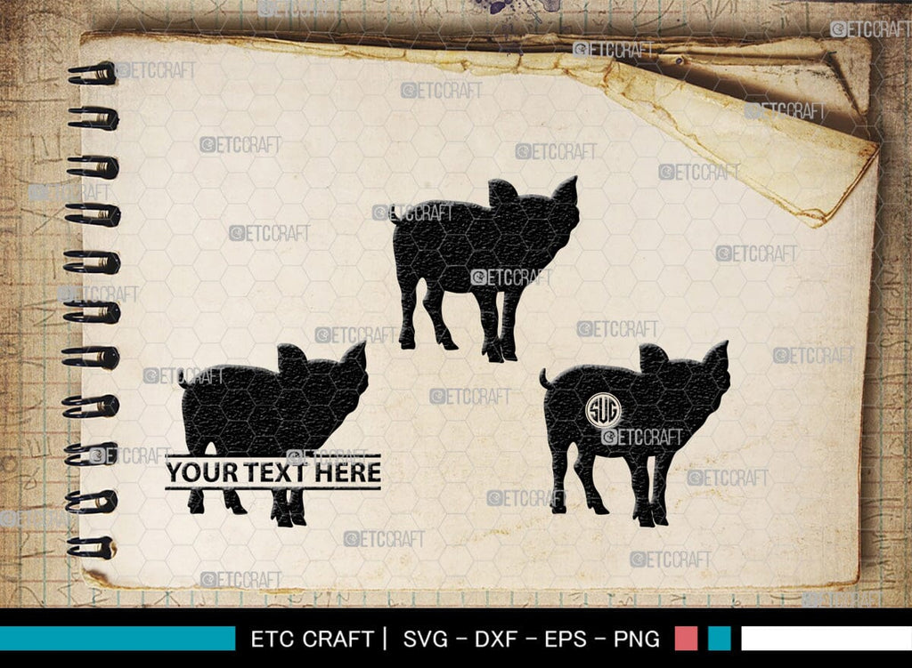 Pig Monogram, Pig Silhouette, Pig SVG, Hog Svg, Pig Head Svg, Sow Svg ...