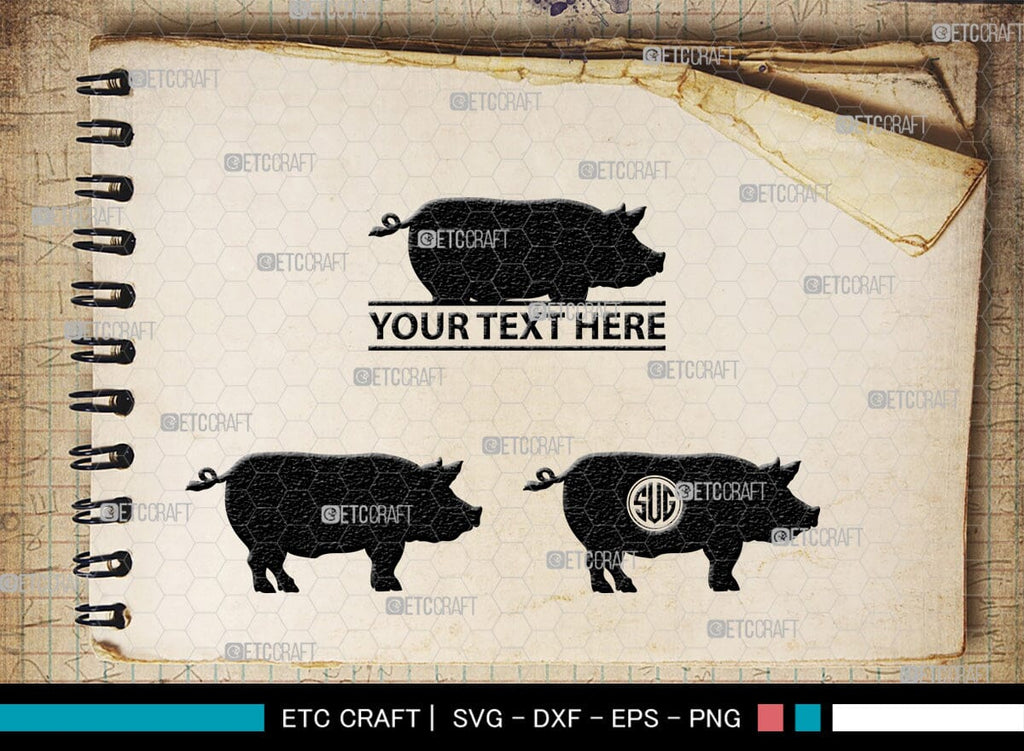 Pig Monogram, Pig Silhouette, Pig SVG, Hog Svg, Pig Head Svg, Sow Svg ...