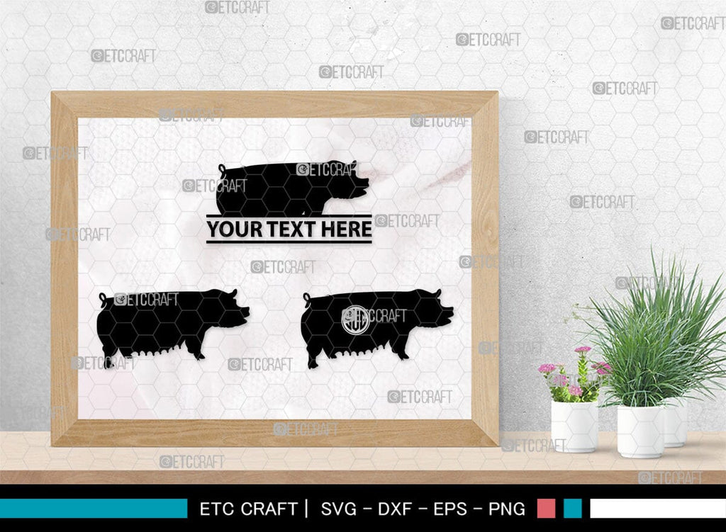 Pig Monogram, Pig Silhouette, Pig SVG, Hog Svg, Pig Head Svg, Sow Svg ...