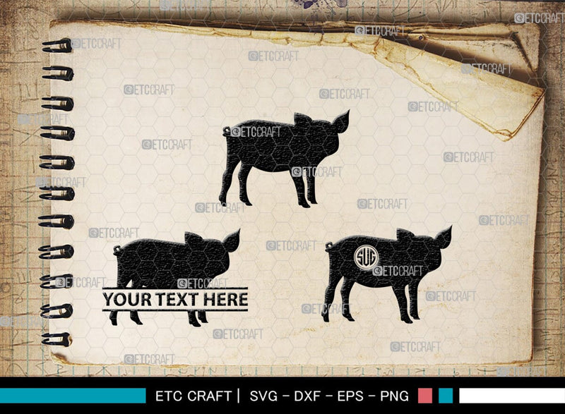 Pig Monogram, Pig Silhouette, Pig SVG, Hog Svg, Pig Head Svg, Sow Svg ...