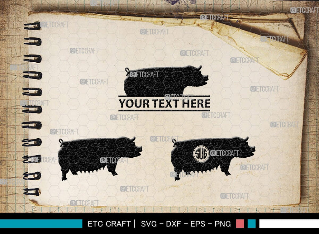 Pig Monogram, Pig Silhouette, Pig SVG, Hog Svg, Pig Head Svg, Sow Svg ...