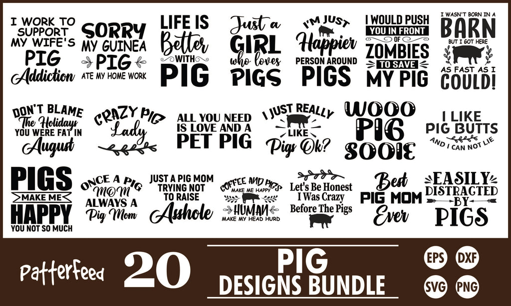 Pig SVG Designs Bundle - So Fontsy