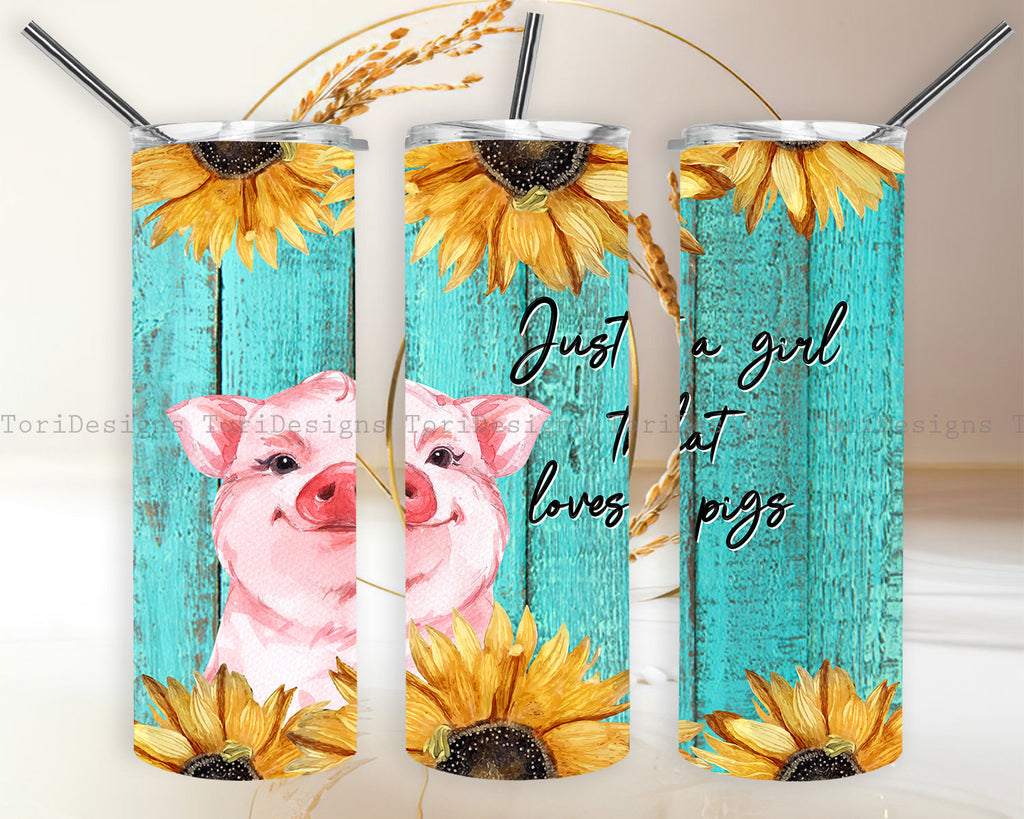 Pig Tumbler Sublimation Design - So Fontsy