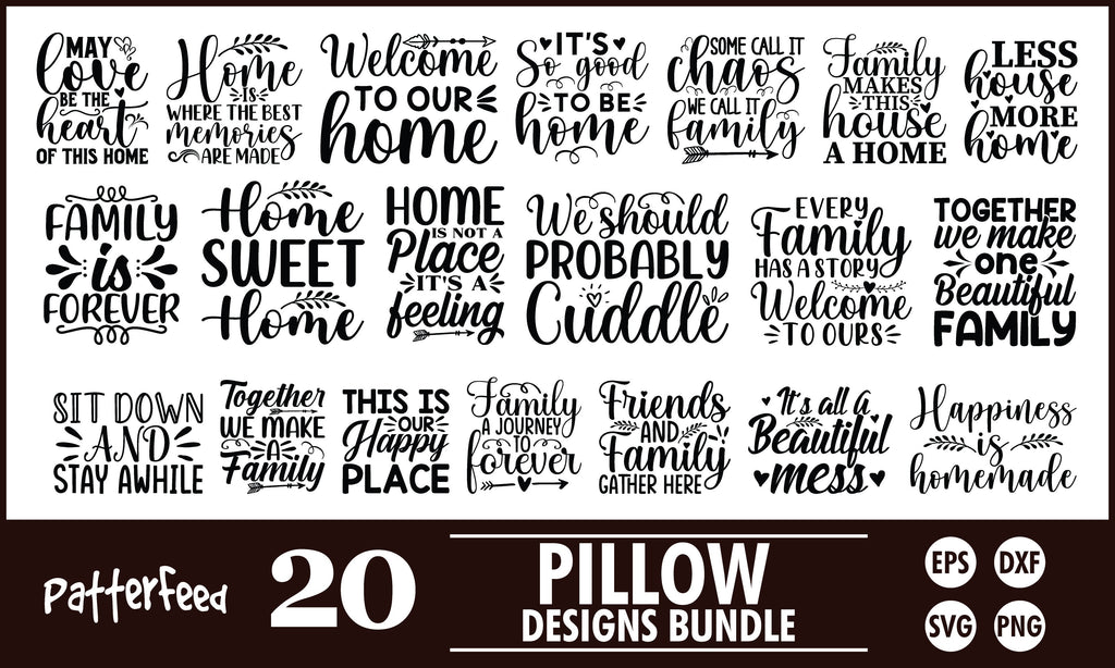 Pillow SVG Designs Bundle - So Fontsy