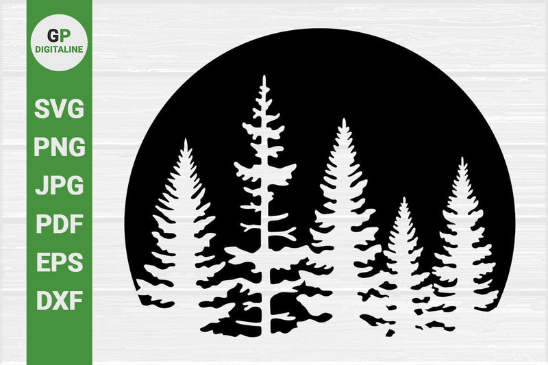 Pine Trees SVG, Circle SVG, Forest SVG, Wilderness SVG, Woods SVG ...