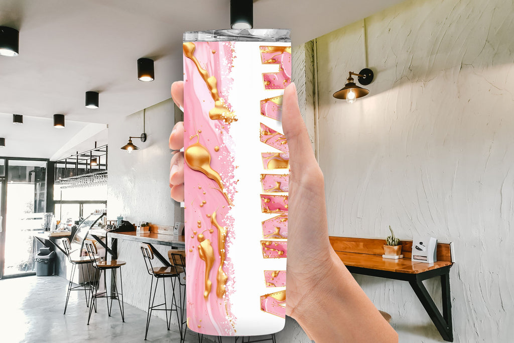 Pink And Gold Tumbler Wrap With Matching Alphabet PNG - So Fontsy