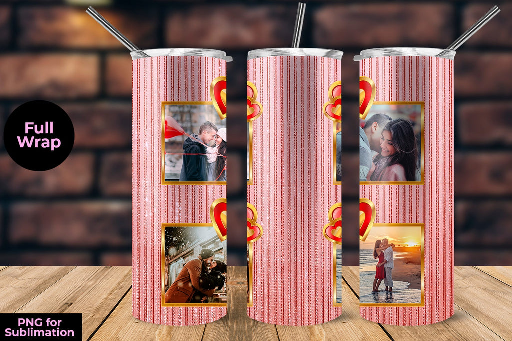 Pink Glitter Design Tumbler Sublimation Template with Photo Frame 20 oz ...