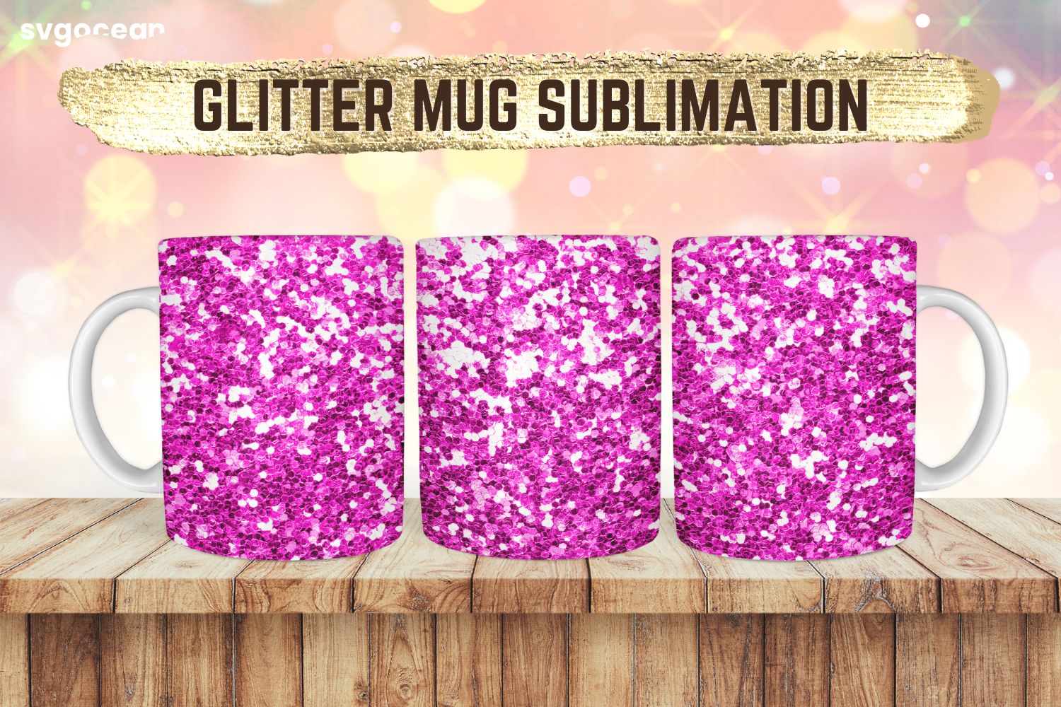 Pink Glitter Mug Design | PNG Bundle | Mug Wrap - So Fontsy