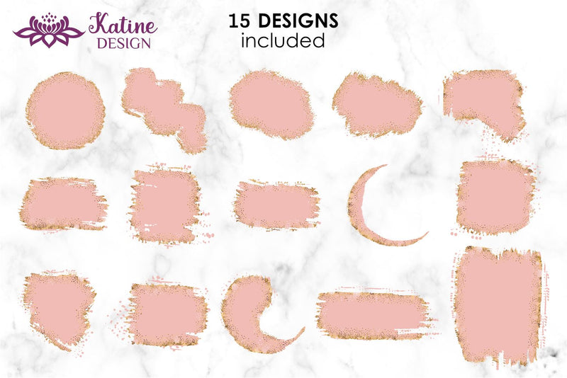 Pink Gold Brush Stroke PNG, Sublimation Background Bundle, Paint ...