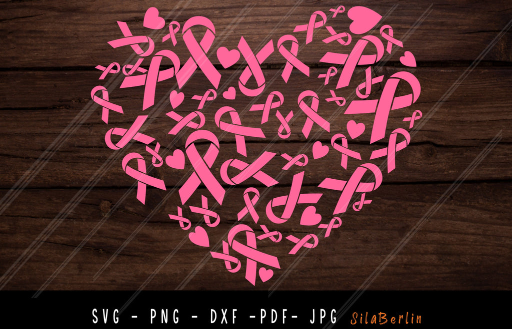 Pink Heart SVG, Breast Cancer Svg, Pink Ribbon Png, Breast Cancer Clip ...