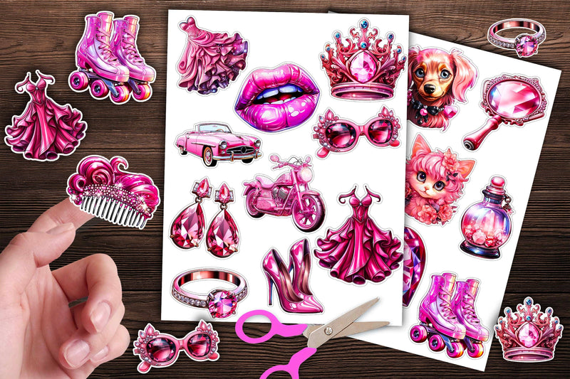 Pink Princess Accessories Sticker Pack| Cute Girly Stickers - So Fontsy