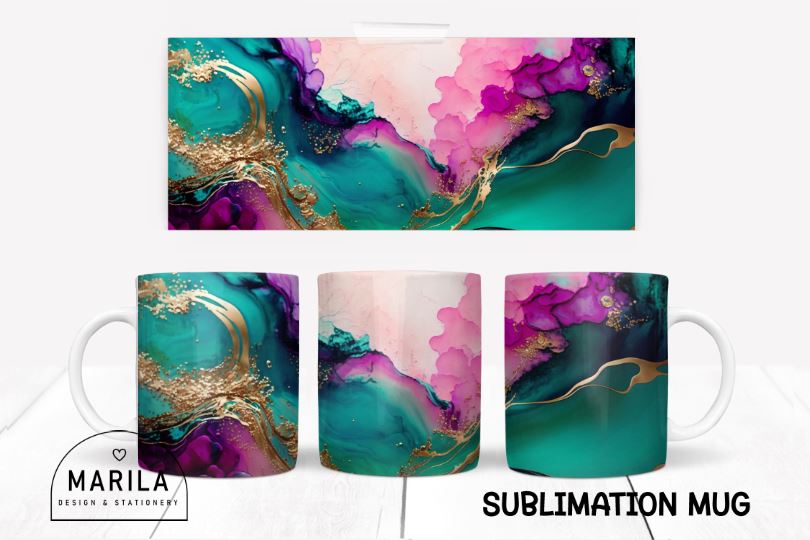 Pink Purple and Teal Abstract sublimation design #1 - So Fontsy