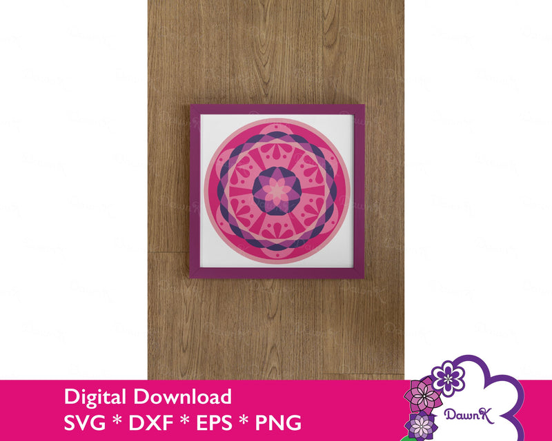 Pink Purple Layered Mandala SVG Flower Floral Mandala | Dawn K Designs ...