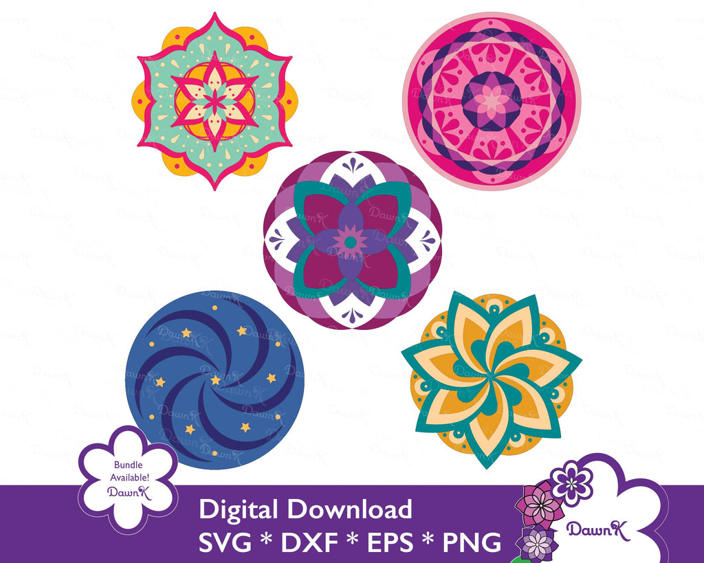 Pink Purple Layered Mandala SVG Flower Floral Mandala | Dawn K Designs ...