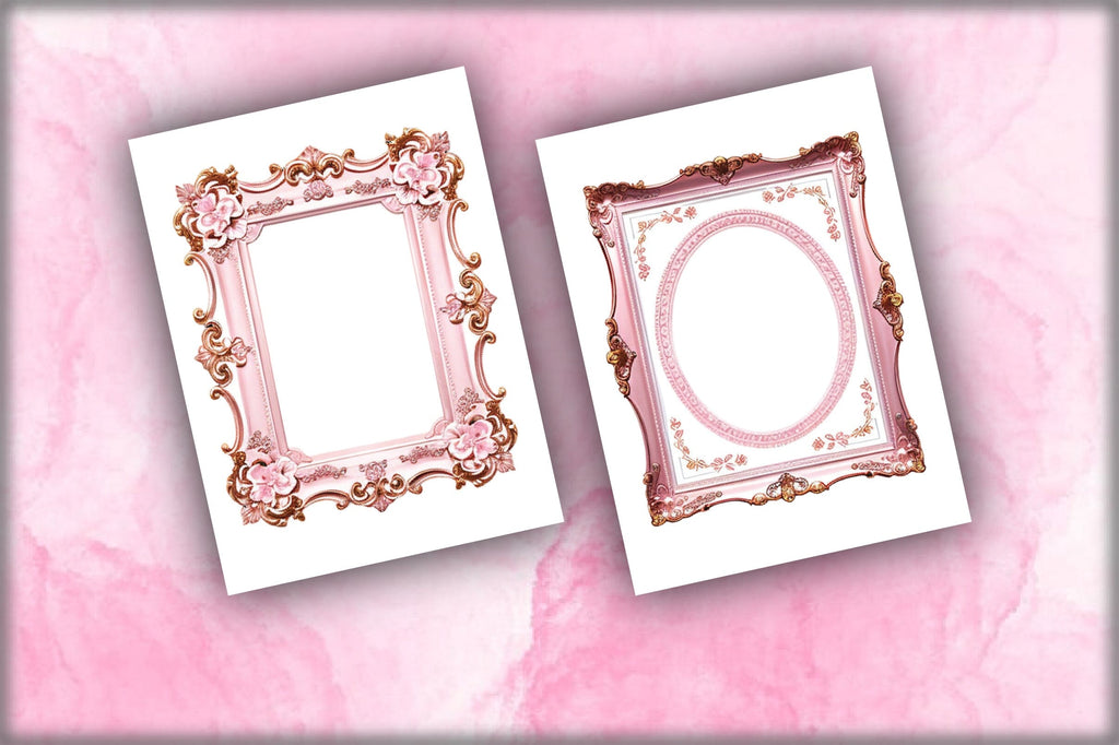 Pink Rococo Frames Sublimation Clipart - So Fontsy