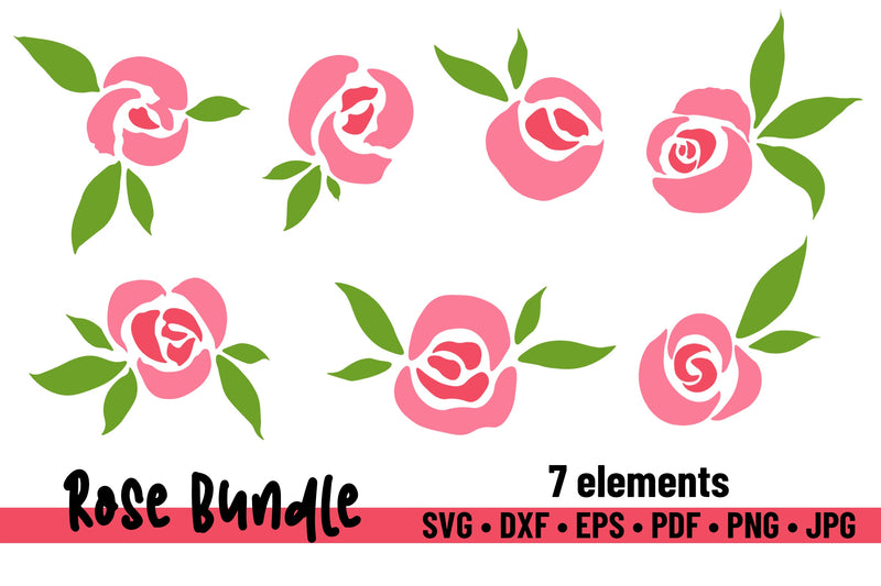 Pink Rose Flowers SVG - So Fontsy